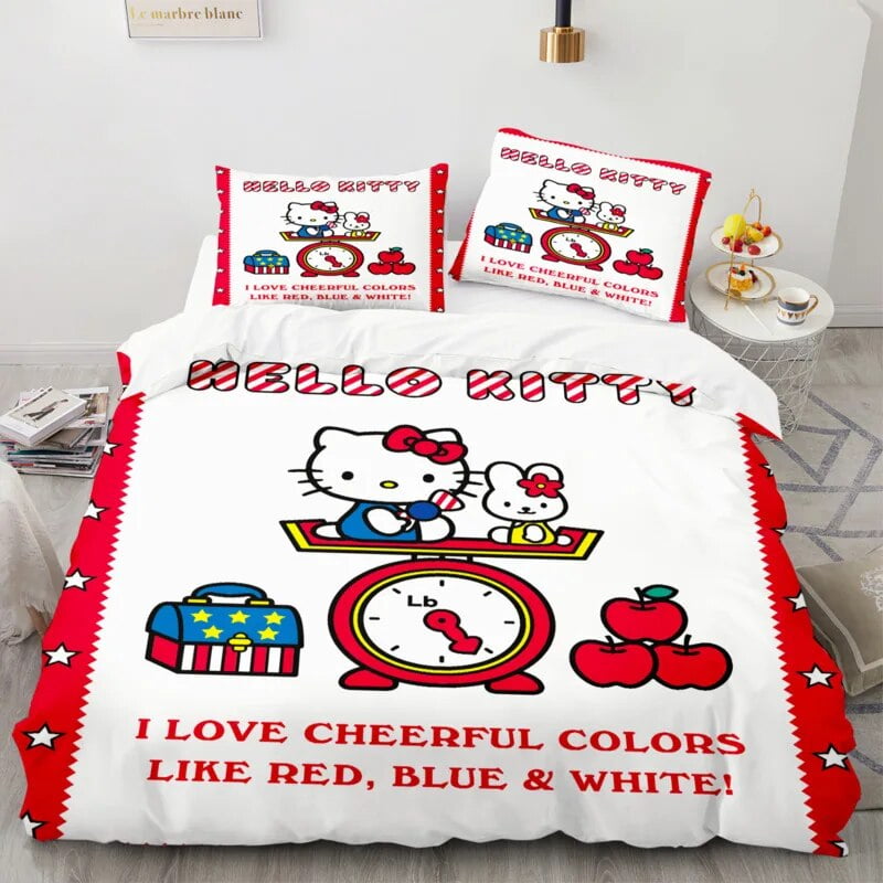 Cartoon Anime Sanrio Bedding Set Hello Kitty Quilt Duvet Cover ...