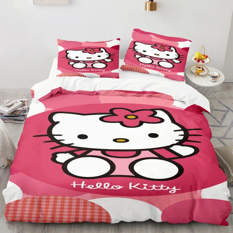 Cartoon Anime Sanrio Bedding Set Hello Kitty Quilt Duvet Cover ...