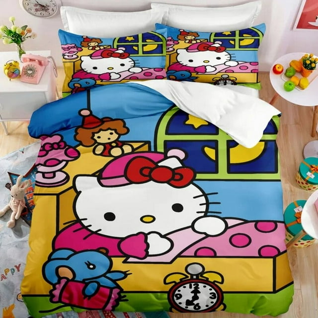 Cartoon Anime Sanrio Bedding Set Hello Kitty Quilt Duvet Cover ...