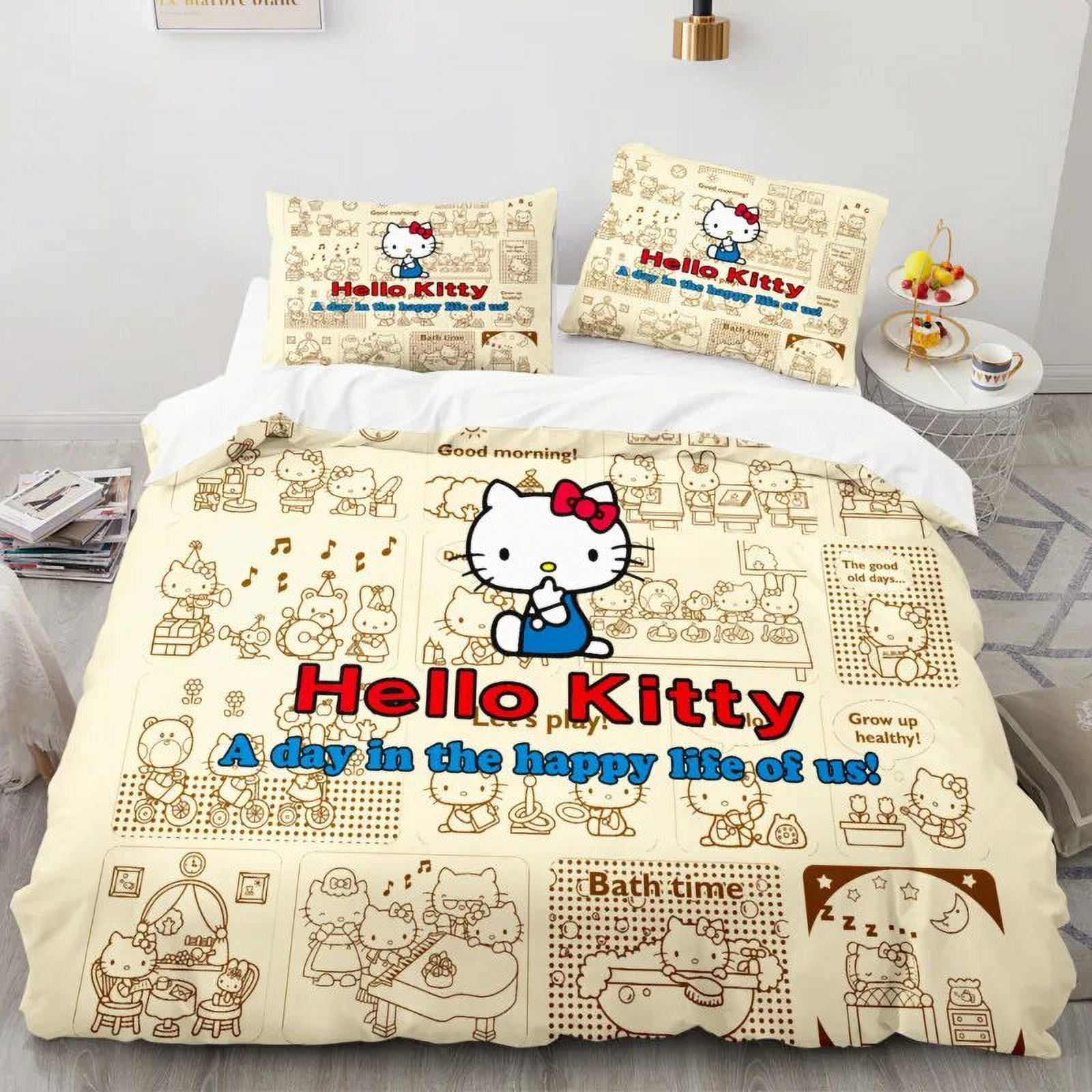 Cartoon Anime Sanrio Bedding Set Hello Kitty Quilt Duvet Cover ...