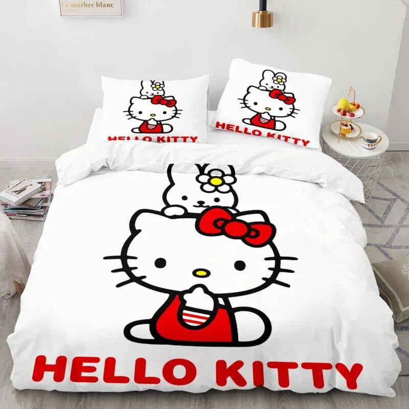 Cartoon Anime Sanrio Bedding Set Hello Kitty Quilt Duvet Cover ...