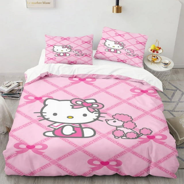 Cartoon Anime Sanrio Bedding Set Hello Kitty Quilt Duvet Cover ...