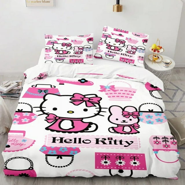 Cartoon Anime Sanrio Bedding Set Hello Kitty Quilt Duvet Cover ...