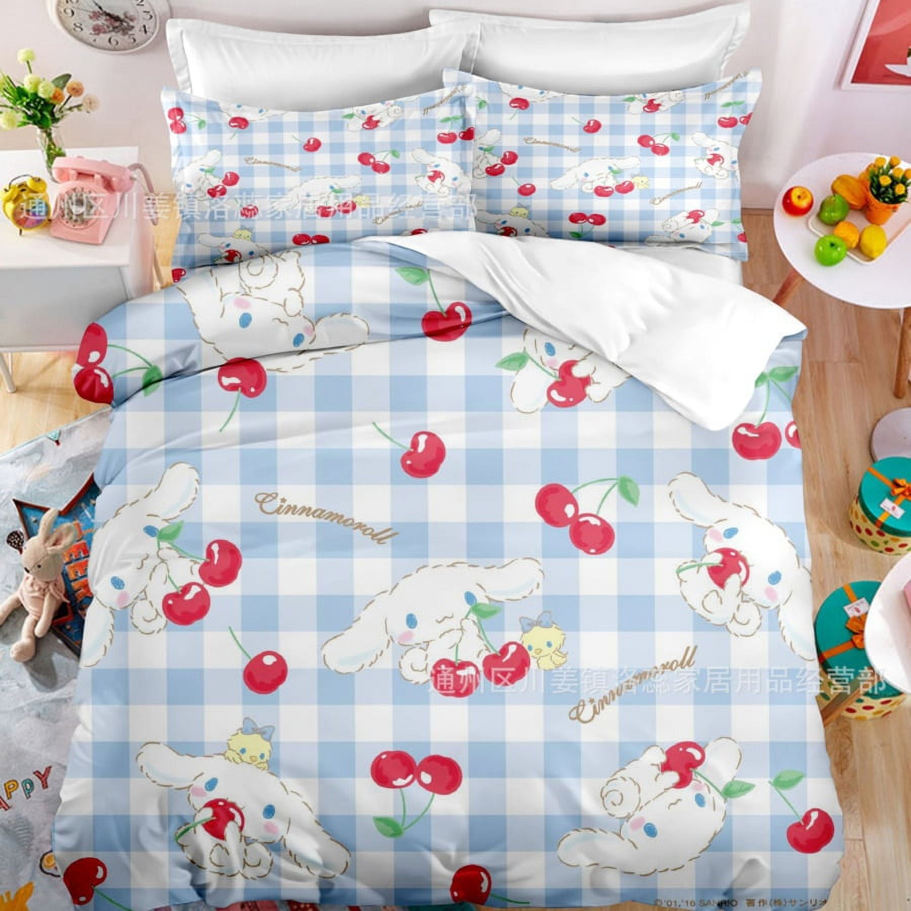 Cartoon Anime Sanrio Bedding Set Kawaii Cinnamoroll Quilt Cover Duvet ...