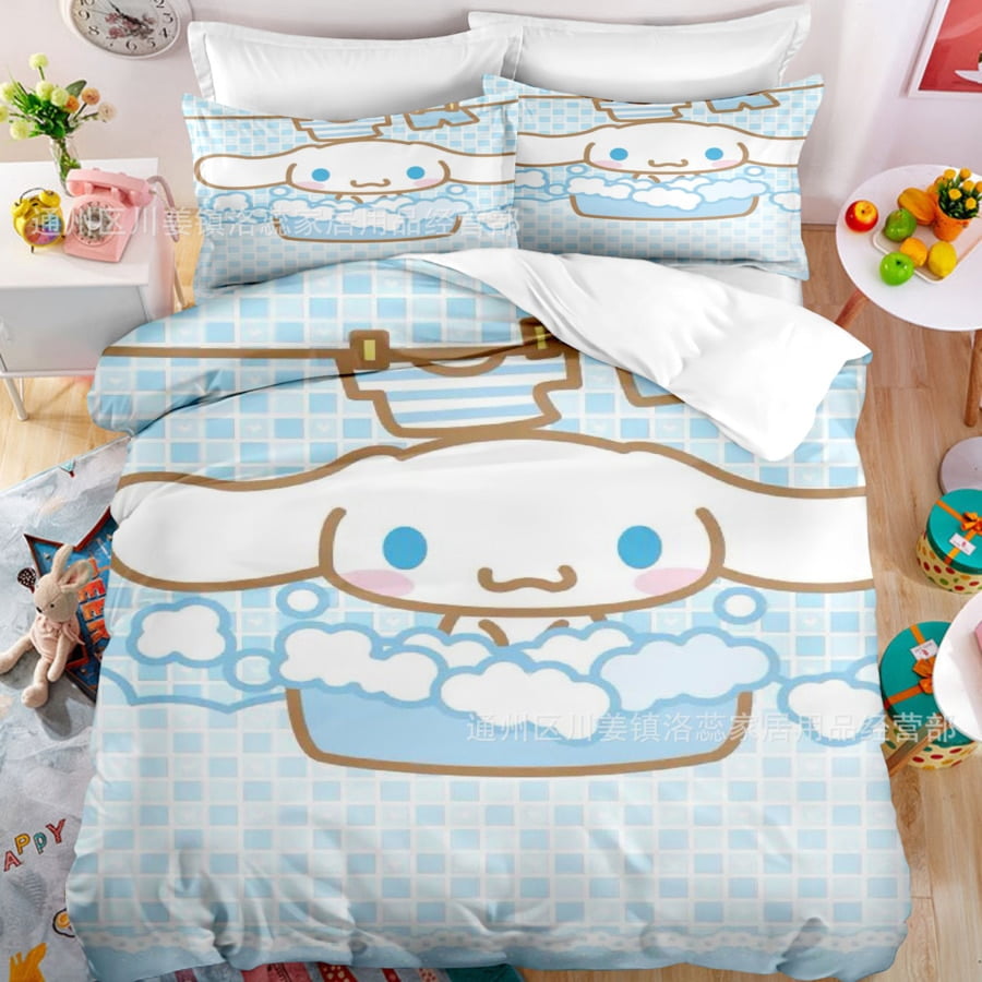 Cartoon Anime Sanrio Bedding Set Kawaii Cinnamoroll Quilt Cover Duvet ...