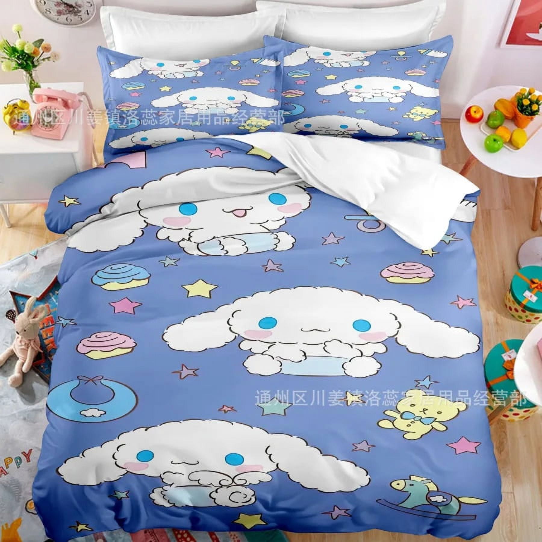 Cartoon Anime Sanrio Bedding Set Kawaii Cinnamoroll Quilt Cover Duvet ...