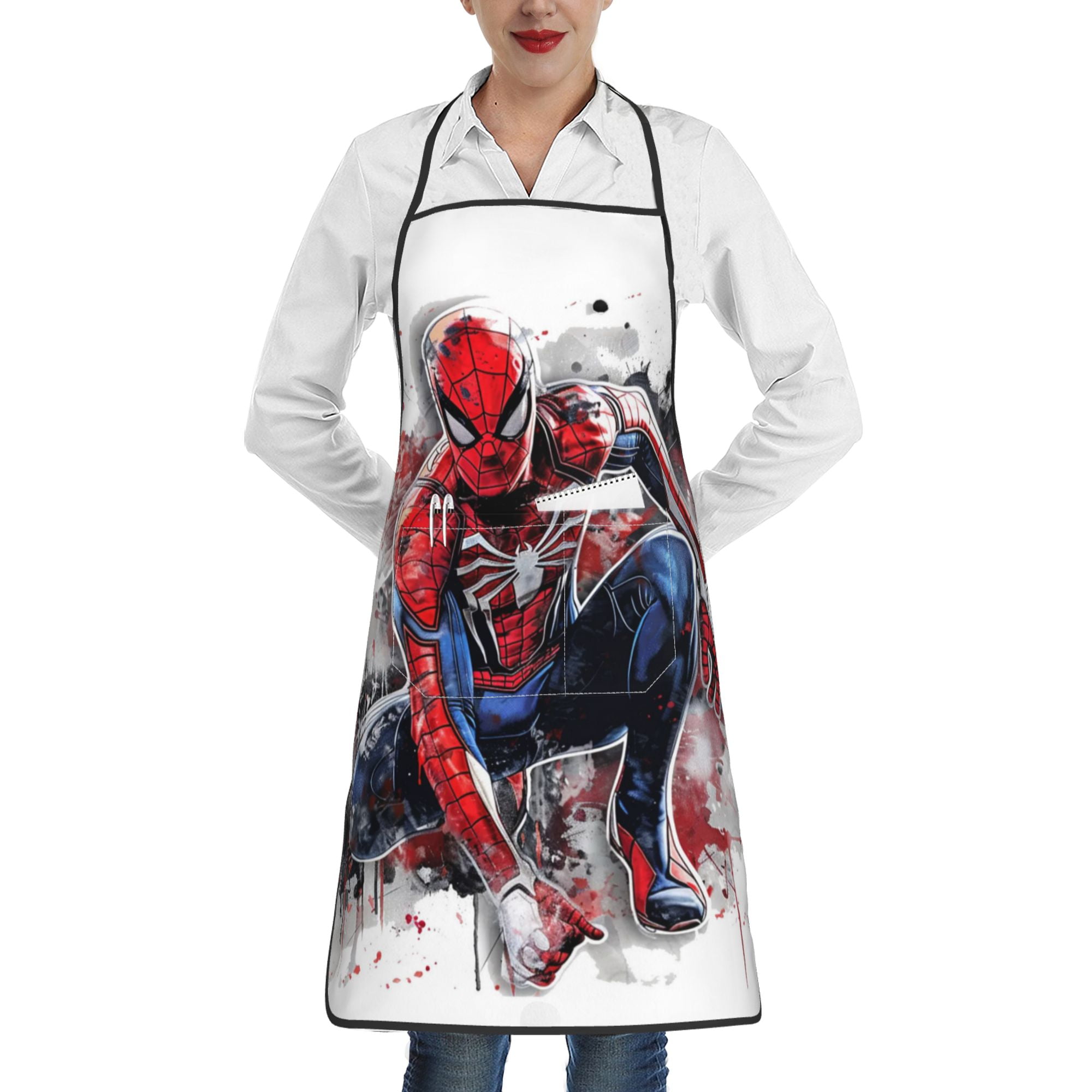 Cartoon Anime Spider Man Aprons Cooking Aprons with Pockets Kitchen ...