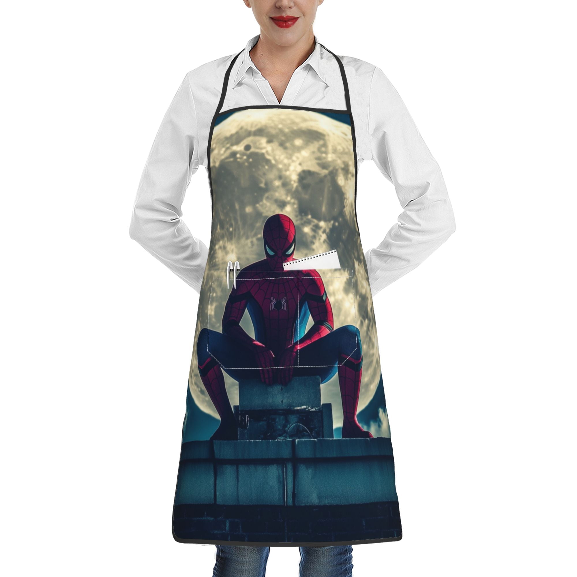 Cartoon Anime Spider Man Aprons Cooking Aprons with Pockets Kitchen ...