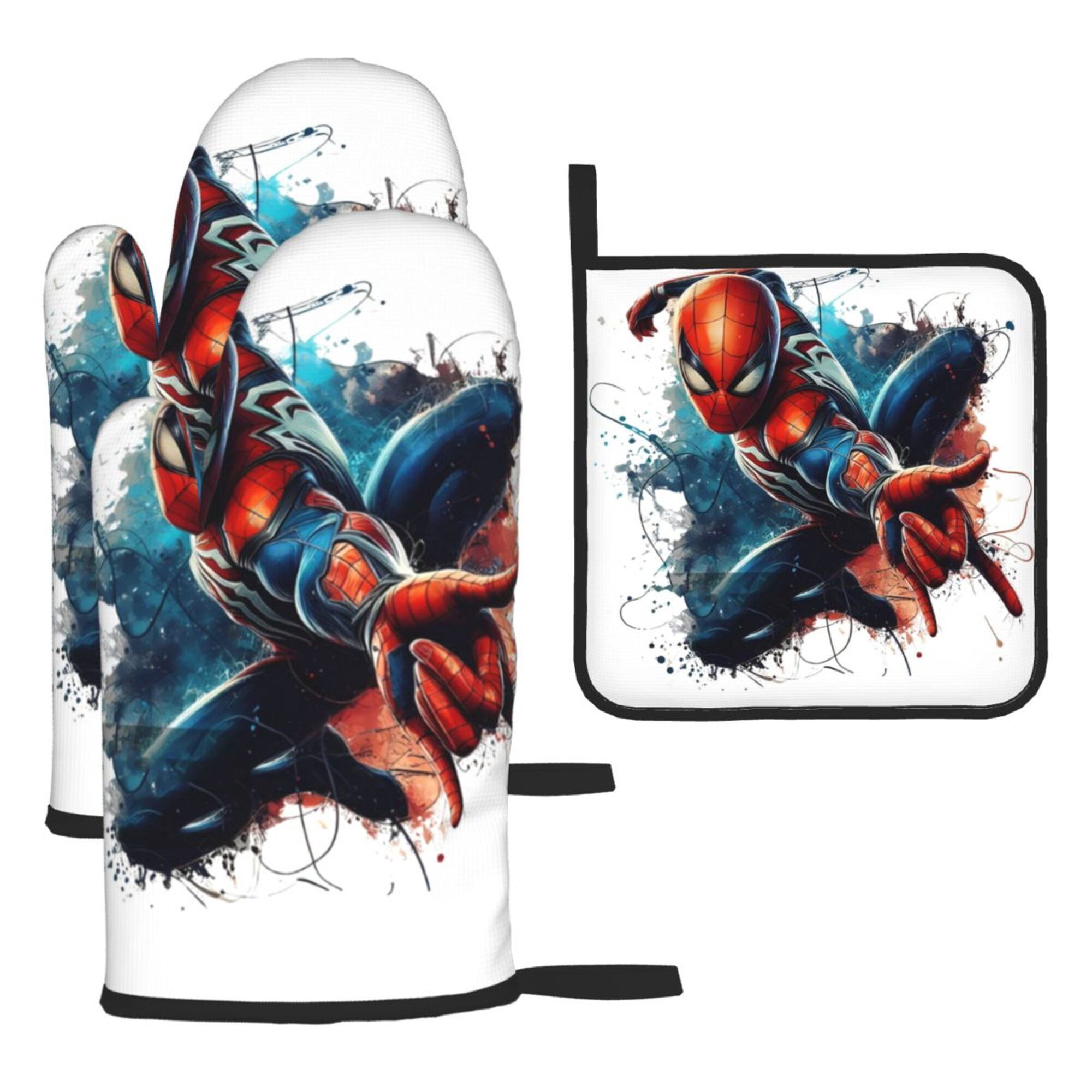 Cartoon Anime Spider Man Oven Mitts and Pot Holders 3 Pcs Set Spiderman ...