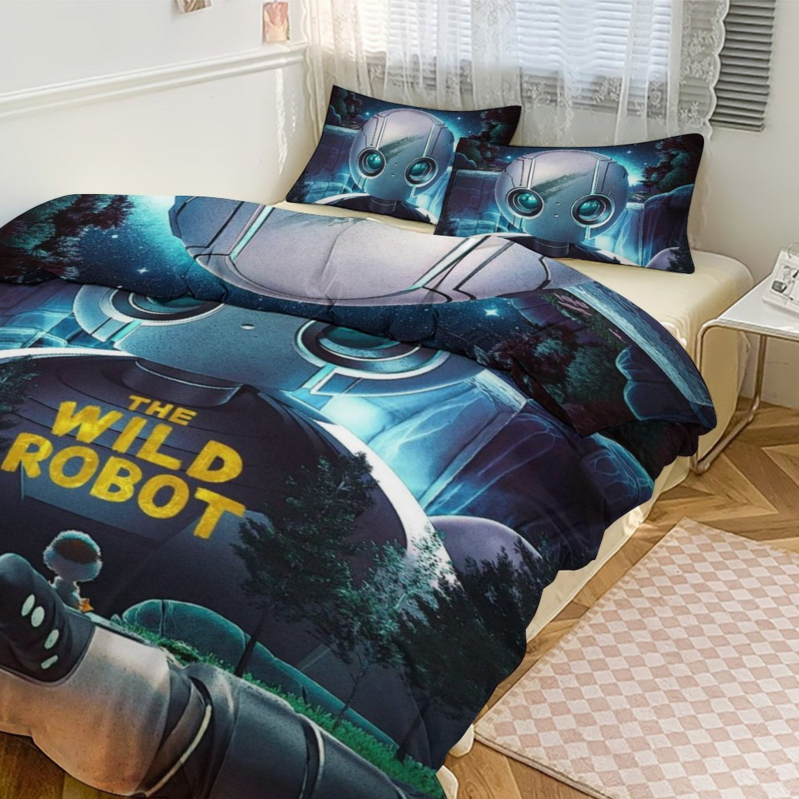 Cartoon Anime The Wild Robot Thickened Bed 3 Pieces Set With Pillow ...