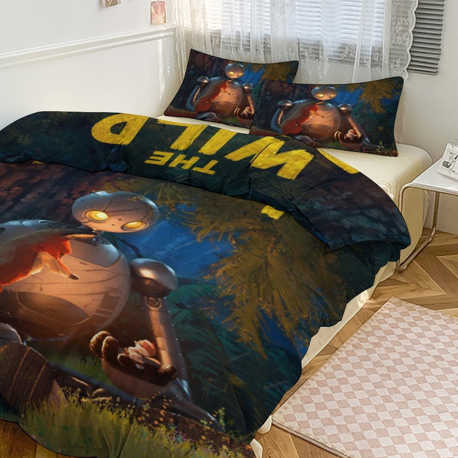 Cartoon Anime The Wild Robot Thickened Bed 3 Pieces Set With Pillow ...