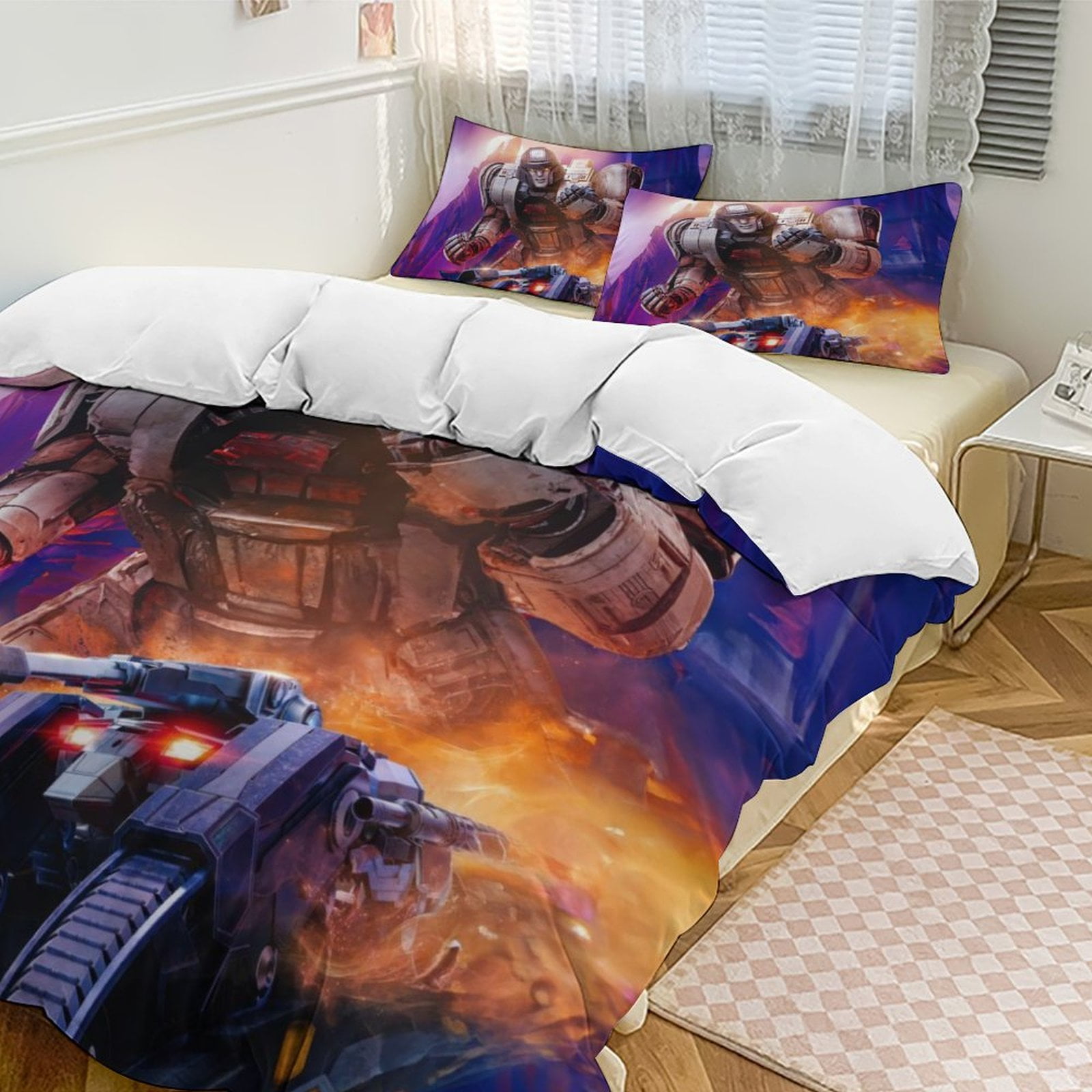 Cartoon Anime Transformers Thickened Bed 3 Pieces Set With Pillow Shams ...