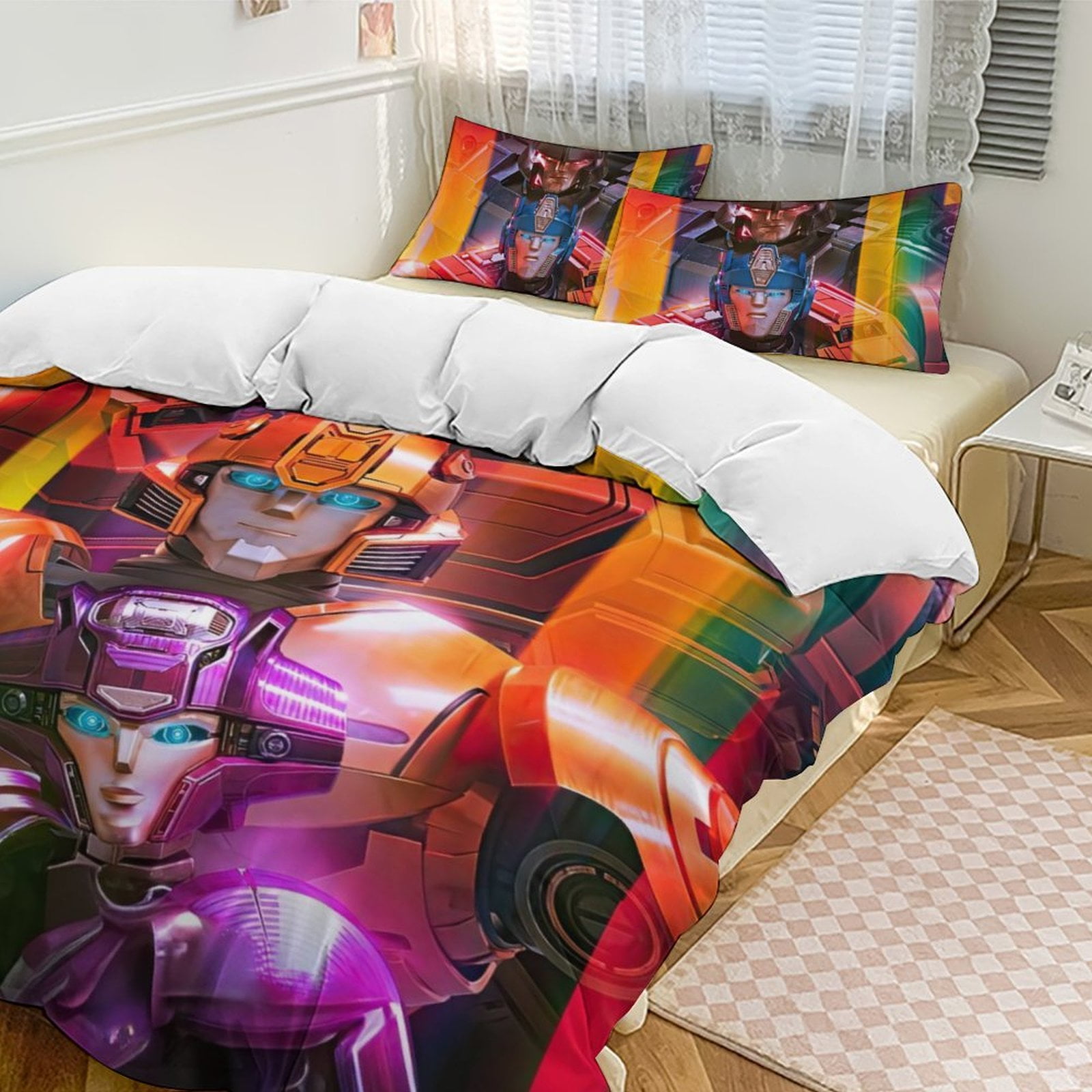 Cartoon Anime Transformers Thickened Bed 3 Pieces Set With Pillow Shams ...