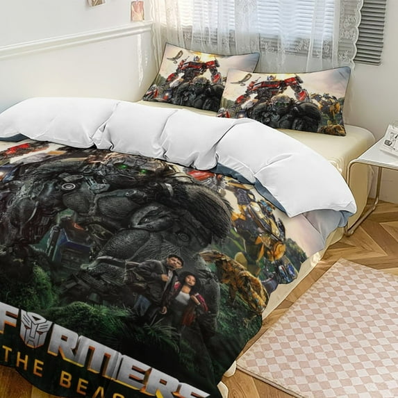 Cartoon Anime Transformers Thickened Bed 3 Pieces Set With Pillow Shams ...