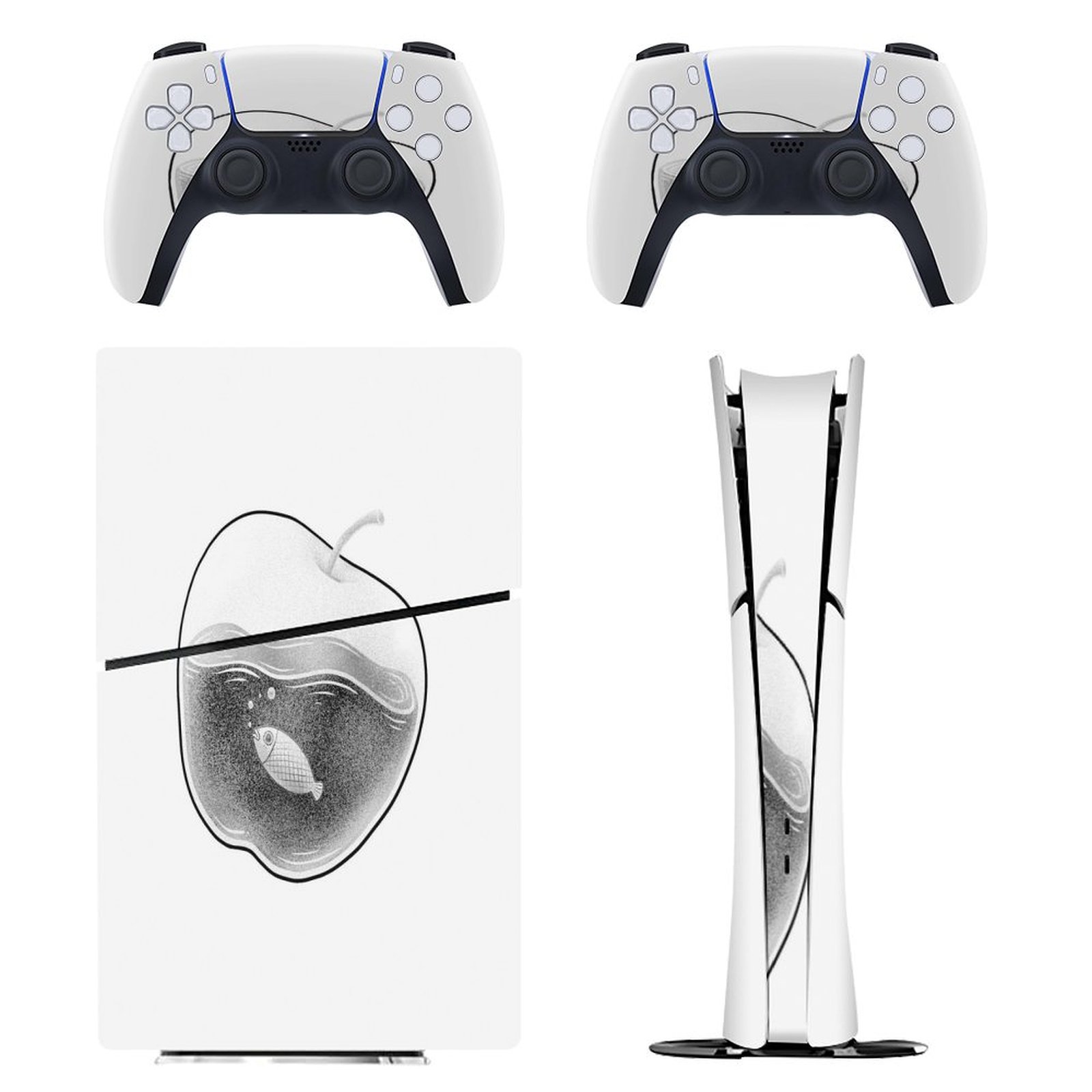 Cartoon Apple Fish PS5/PS5 Slim Digital Disc Skin Sticker For Console ...