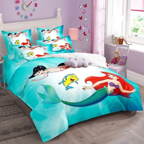 Cartoon Ariel ‌ Duvet Cover Set with 1 Duvet Cover and 1 Pillowcase ...