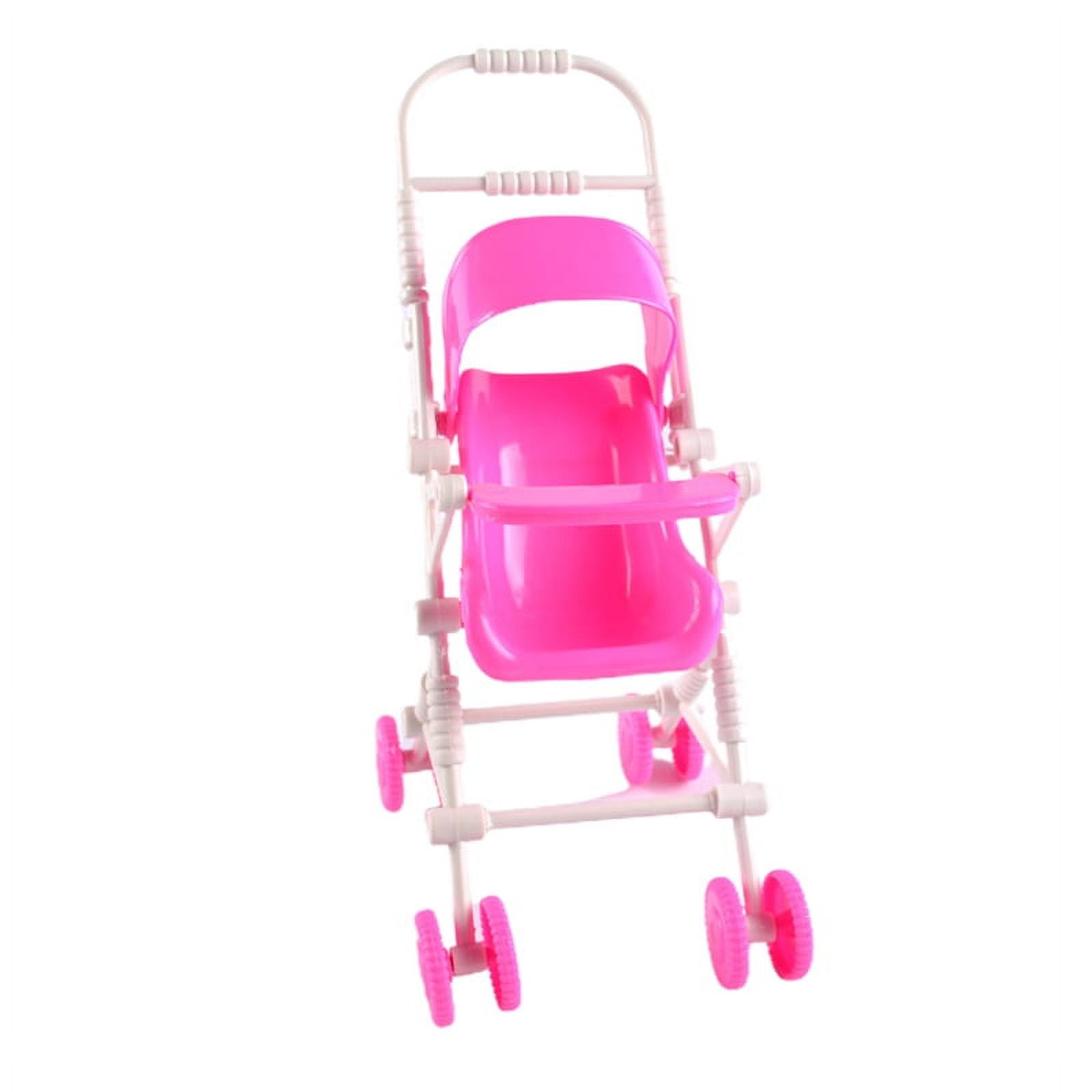 Cartoon Assembly Baby Doll Stroller with Adjustable Hood, Pink Plastic ...