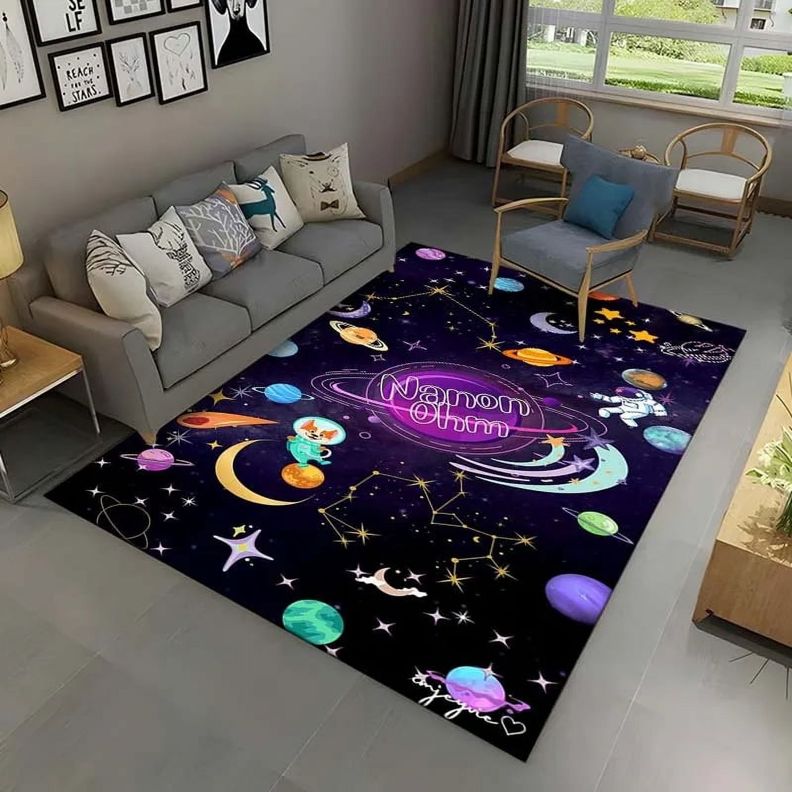 Cartoon Astronaut Planet Star Pattern Carpet Home Living Room ration ...