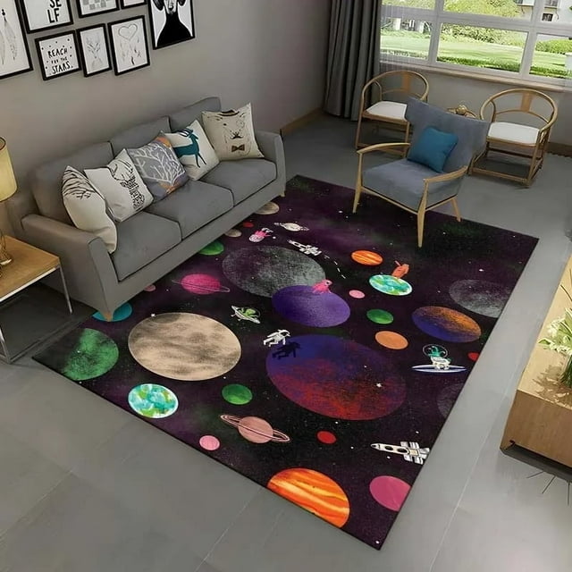 Cartoon Astronaut Planet Star Pattern Carpet Home Living Room ration ...