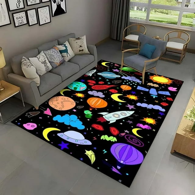 Cartoon Astronaut Planet Star Pattern Carpet Home Living Room ration ...