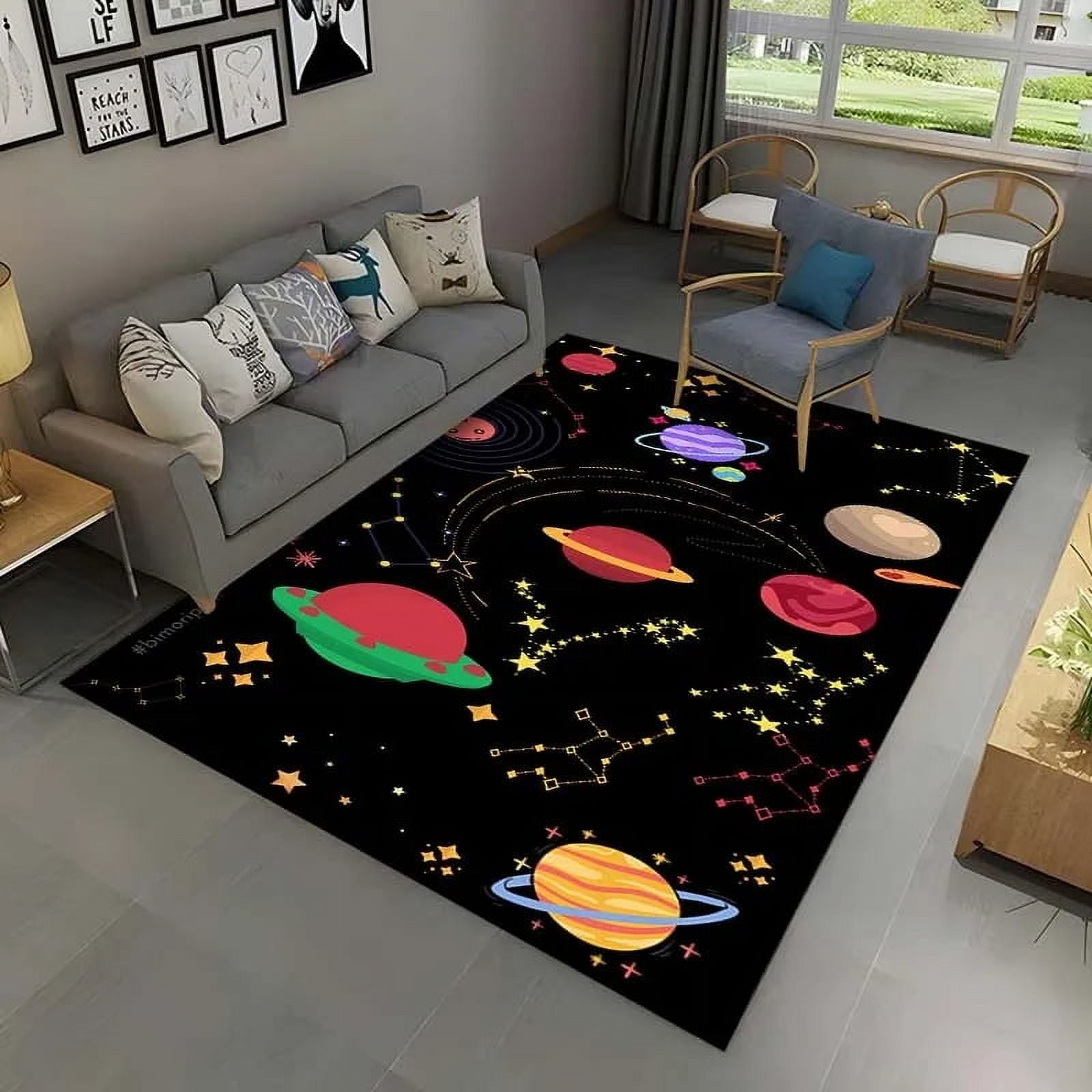 Cartoon Astronaut Planet Star Pattern Carpet Home Living Room ration ...
