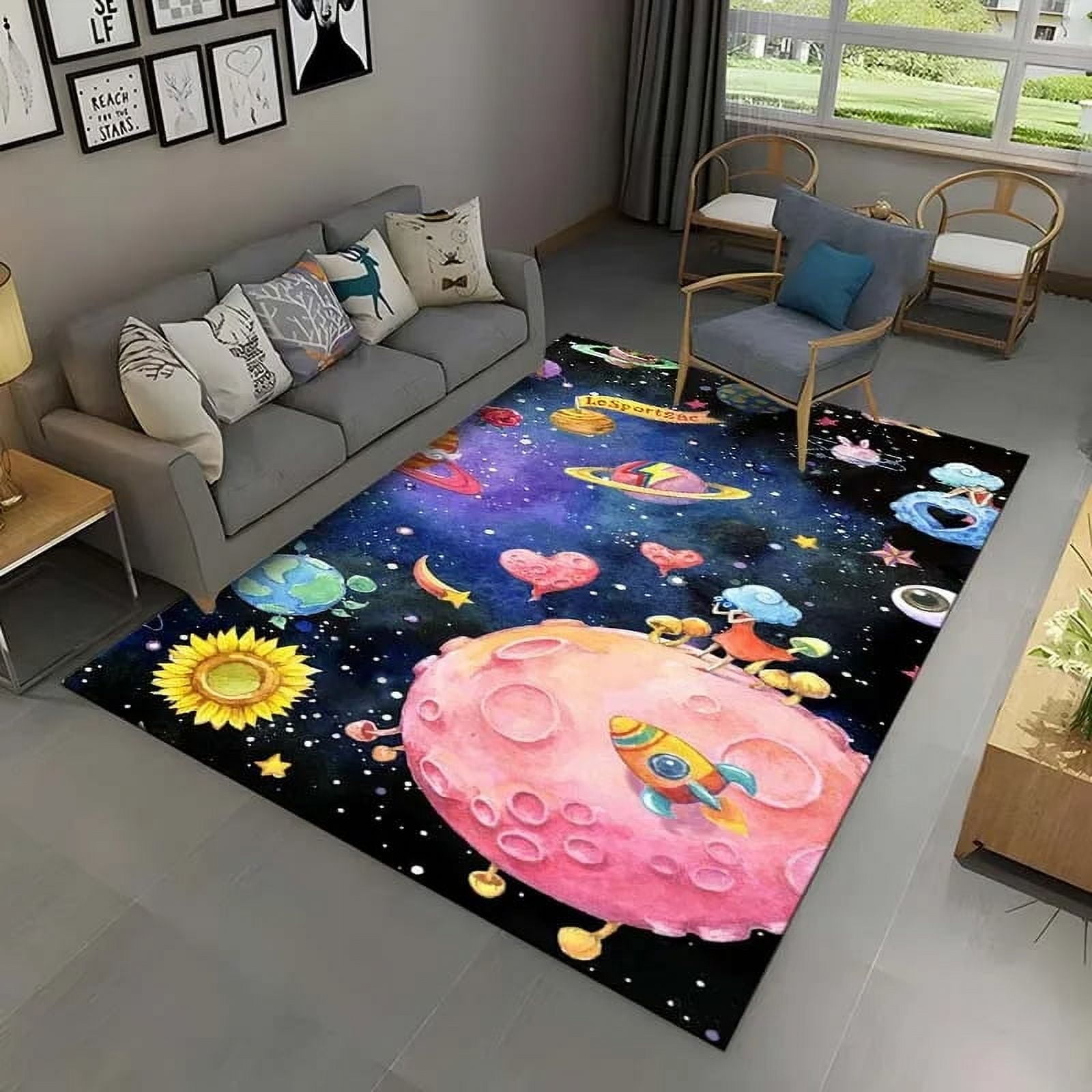 Cartoon Astronaut Planet Star Pattern Carpet Home Living Room ration ...