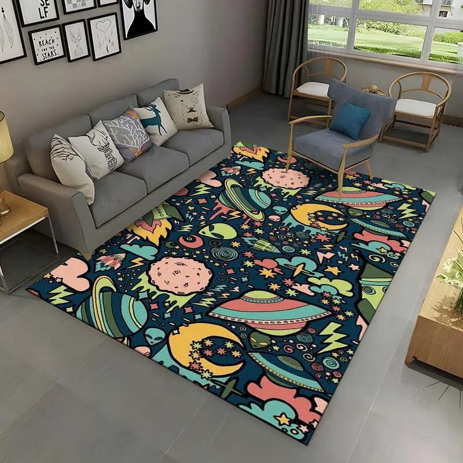 Cartoon Astronaut Planet Star Pattern Carpet Home Living Room ration ...