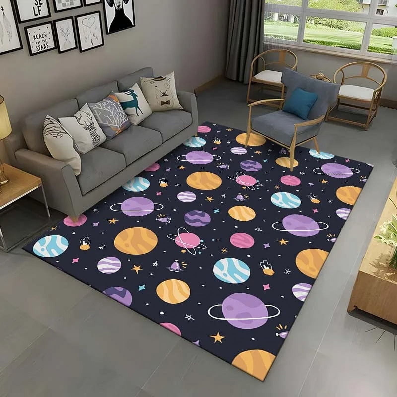Cartoon Astronaut Planet Star Pattern Carpet Home Living Room ration ...