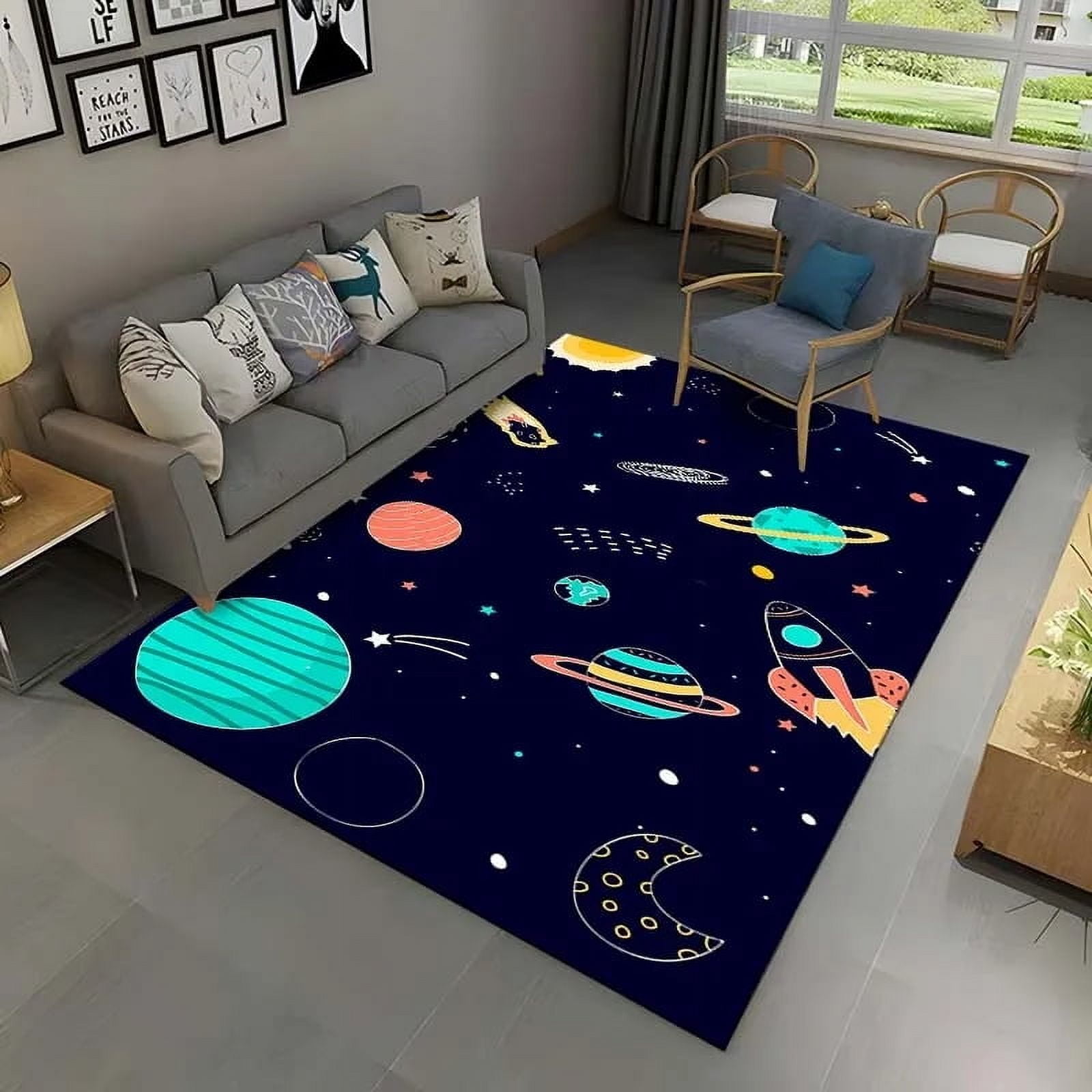 Cartoon Astronaut Planet Star Pattern Carpet Home Living Room ration ...