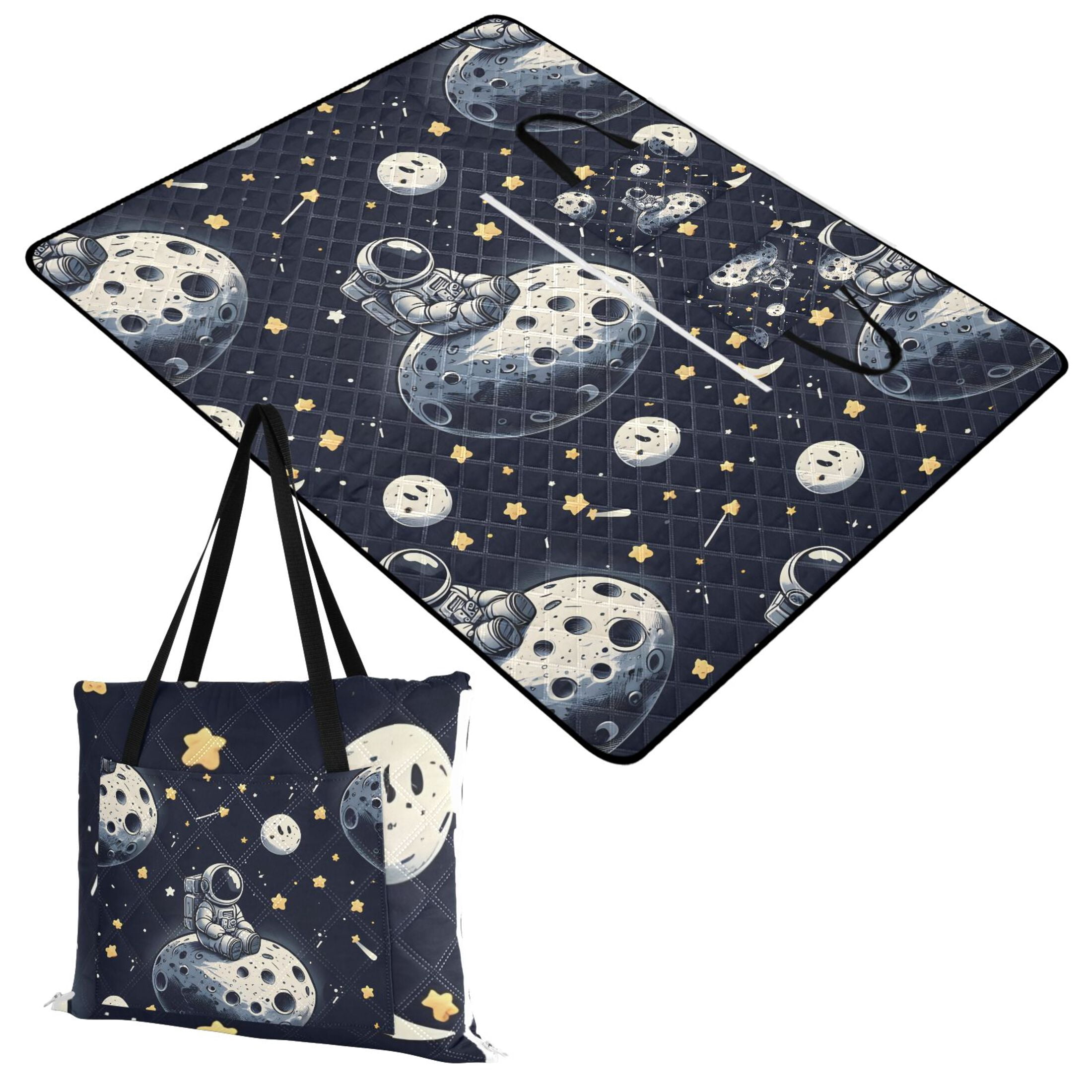 Cartoon Astronaut on Moon Extra Large Picnic Beach Blanket Waterproof ...