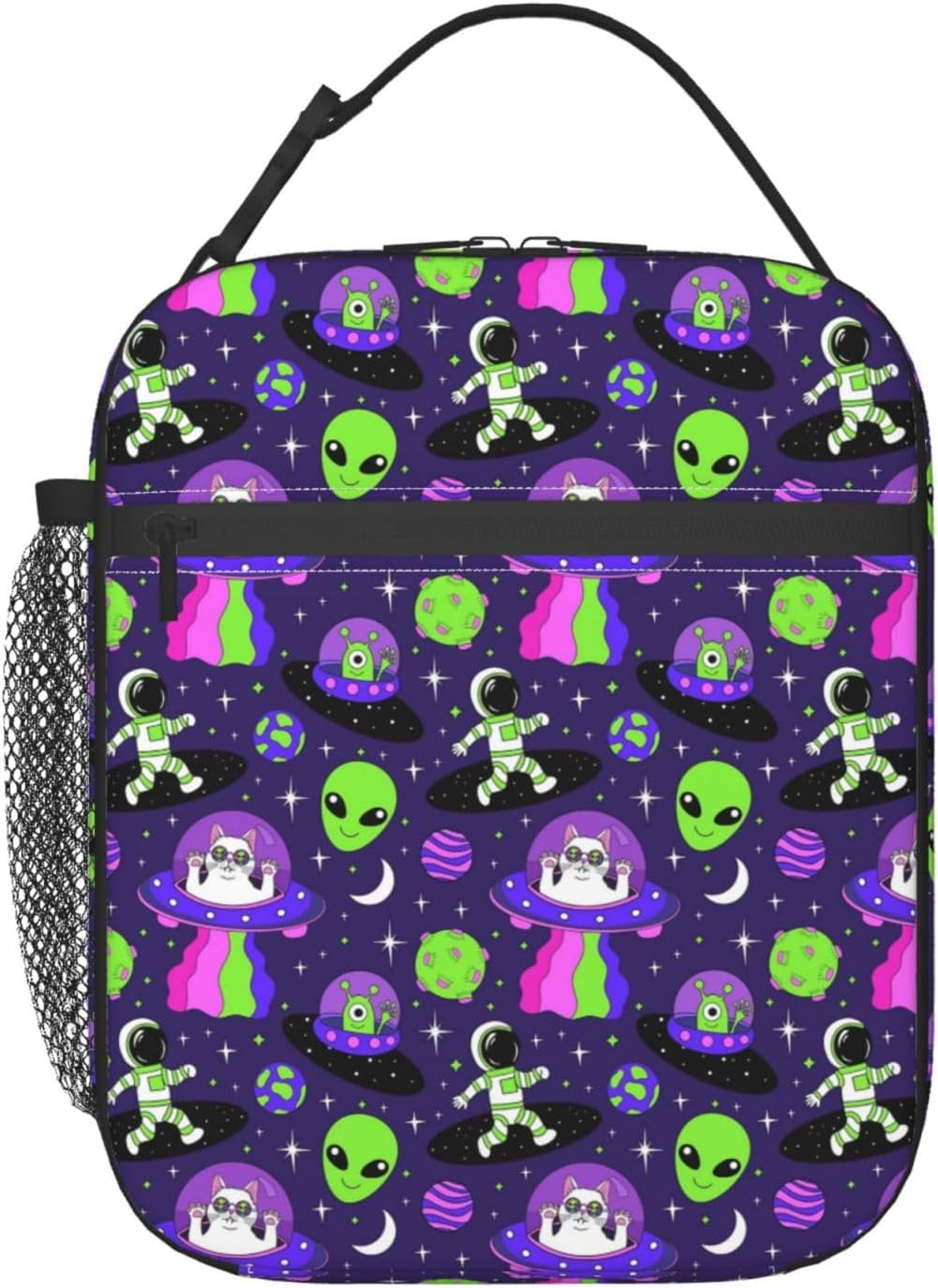 Cartoon Astronauts Cat Alien In Space Lunch Bag Lunch Tote Insulated ...