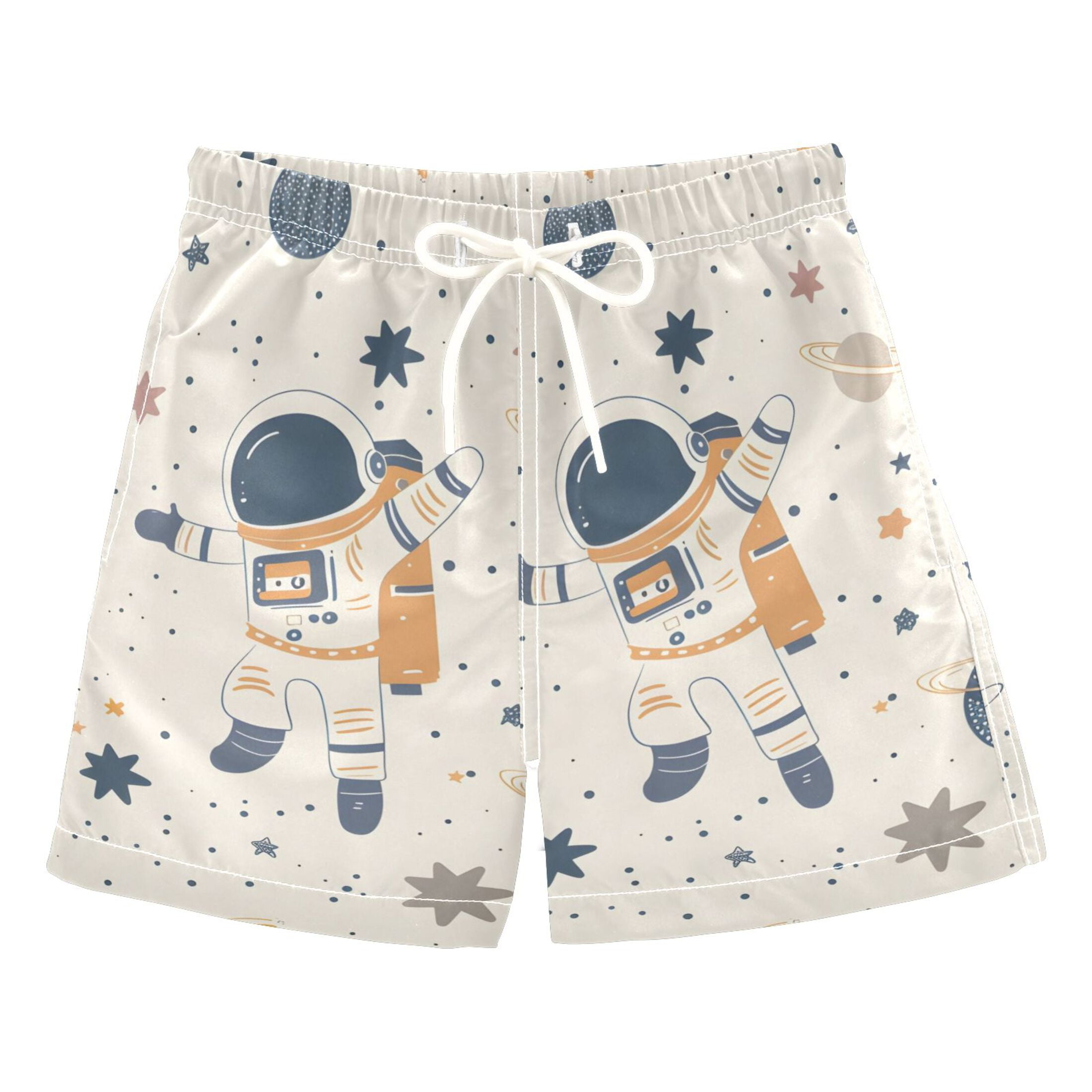 Cartoon Astronauts Floating Planets Stars Boys' Swim Trunks Board ...
