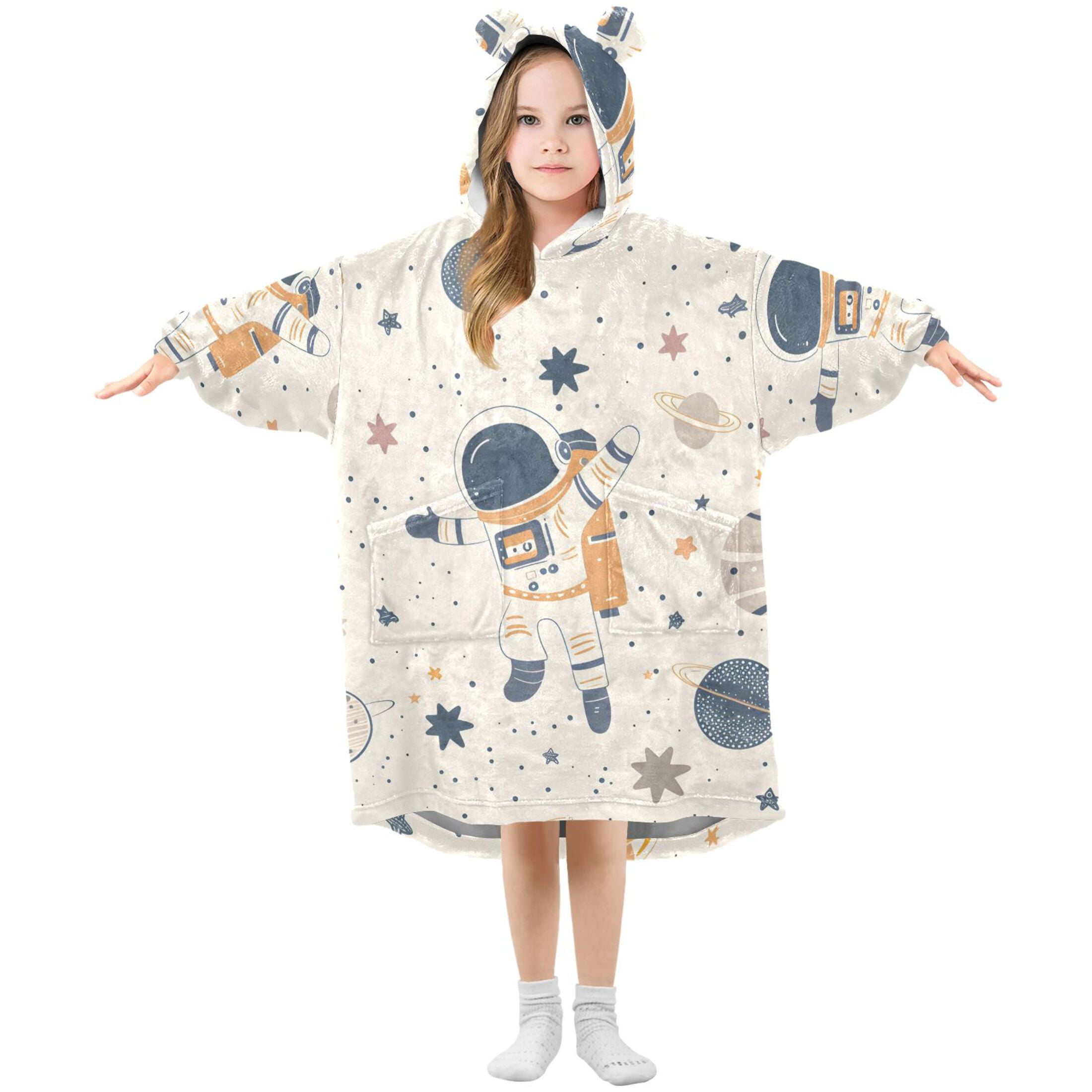 Cartoon Astronauts Floating Planets Stars Flannel Wearable Blankets ...