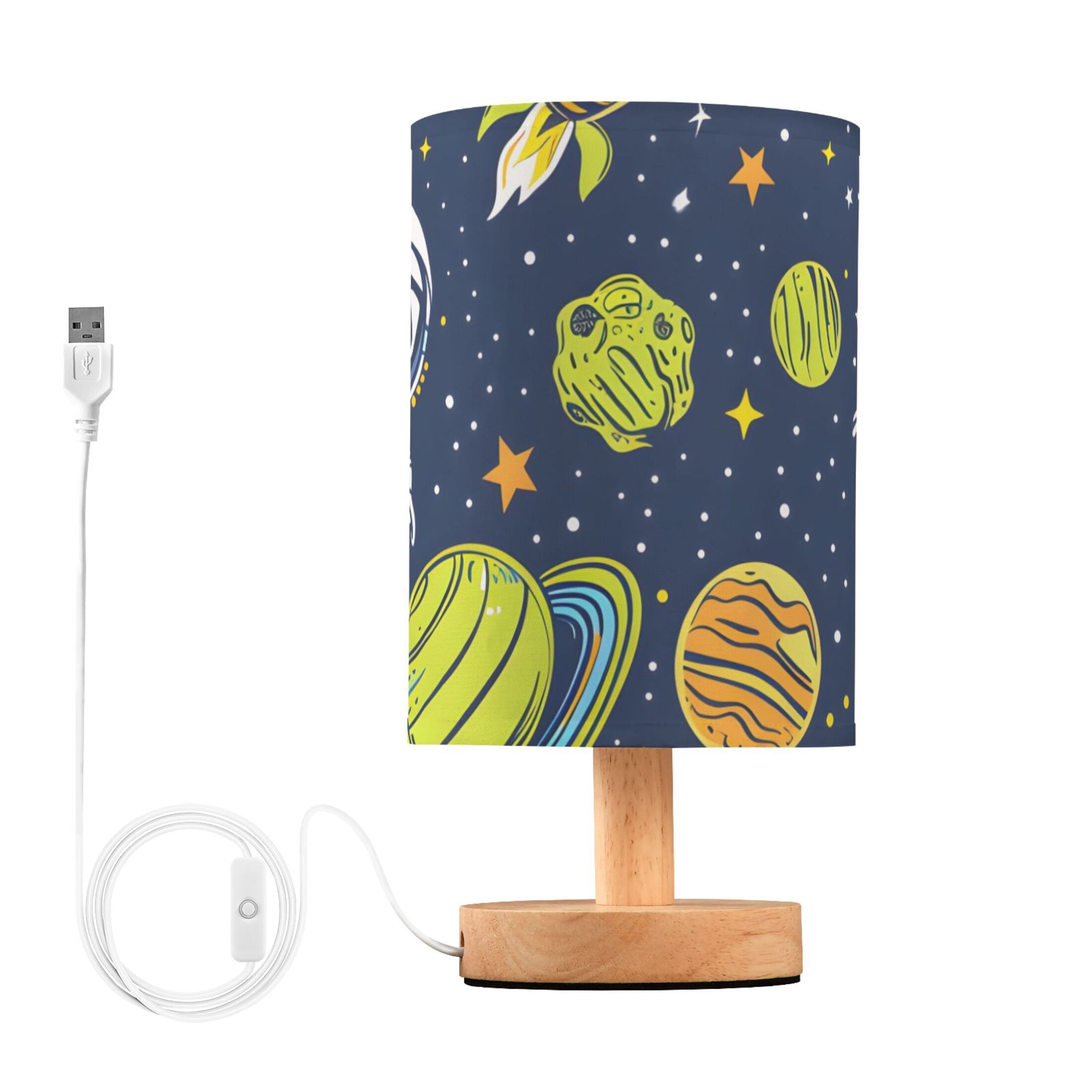Cartoon Astronauts Planet Space Bedside Desk Lamp LED Table Nightstand ...