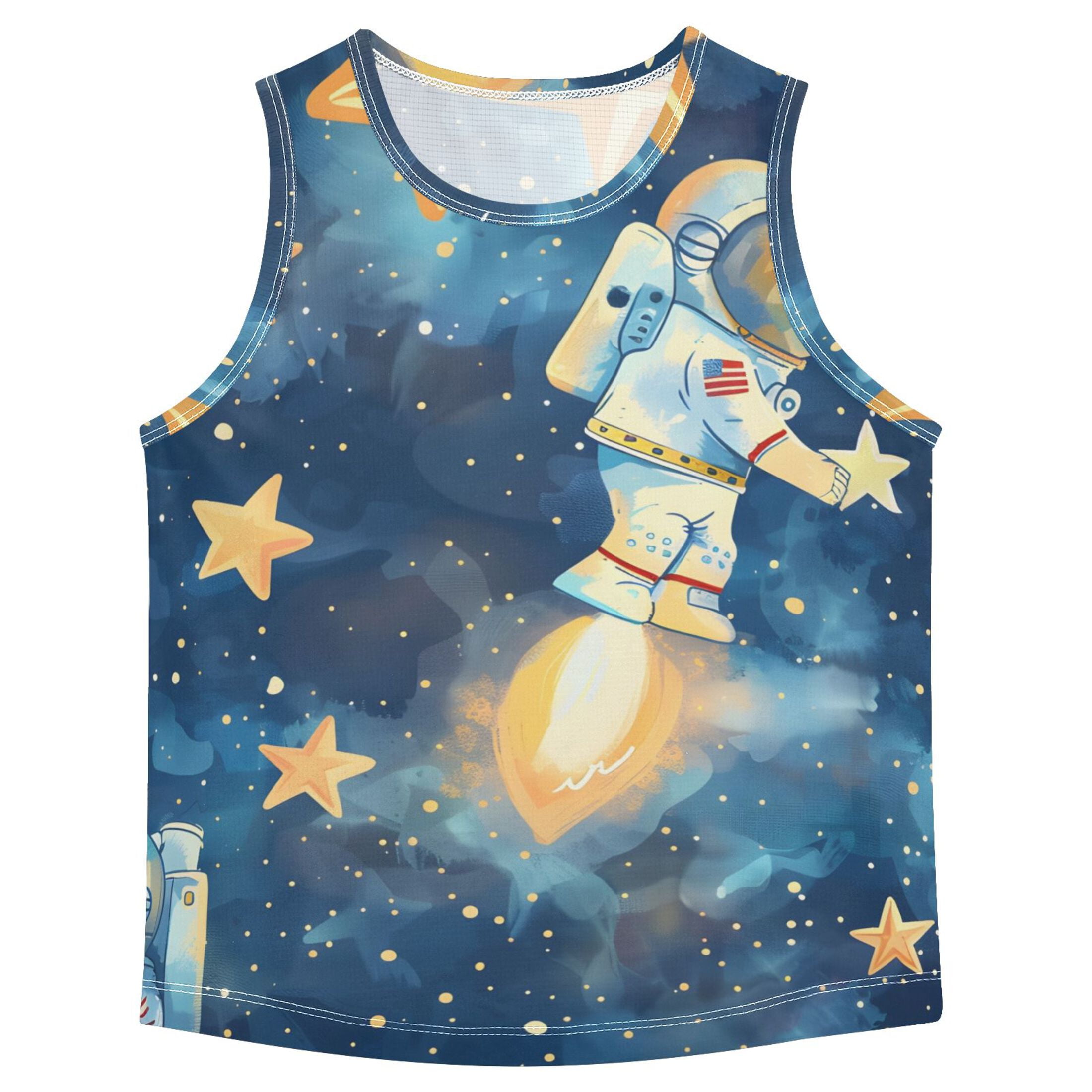 Cartoon Astronauts Starry Night Boys' Vest Undershirt Tank Top ...