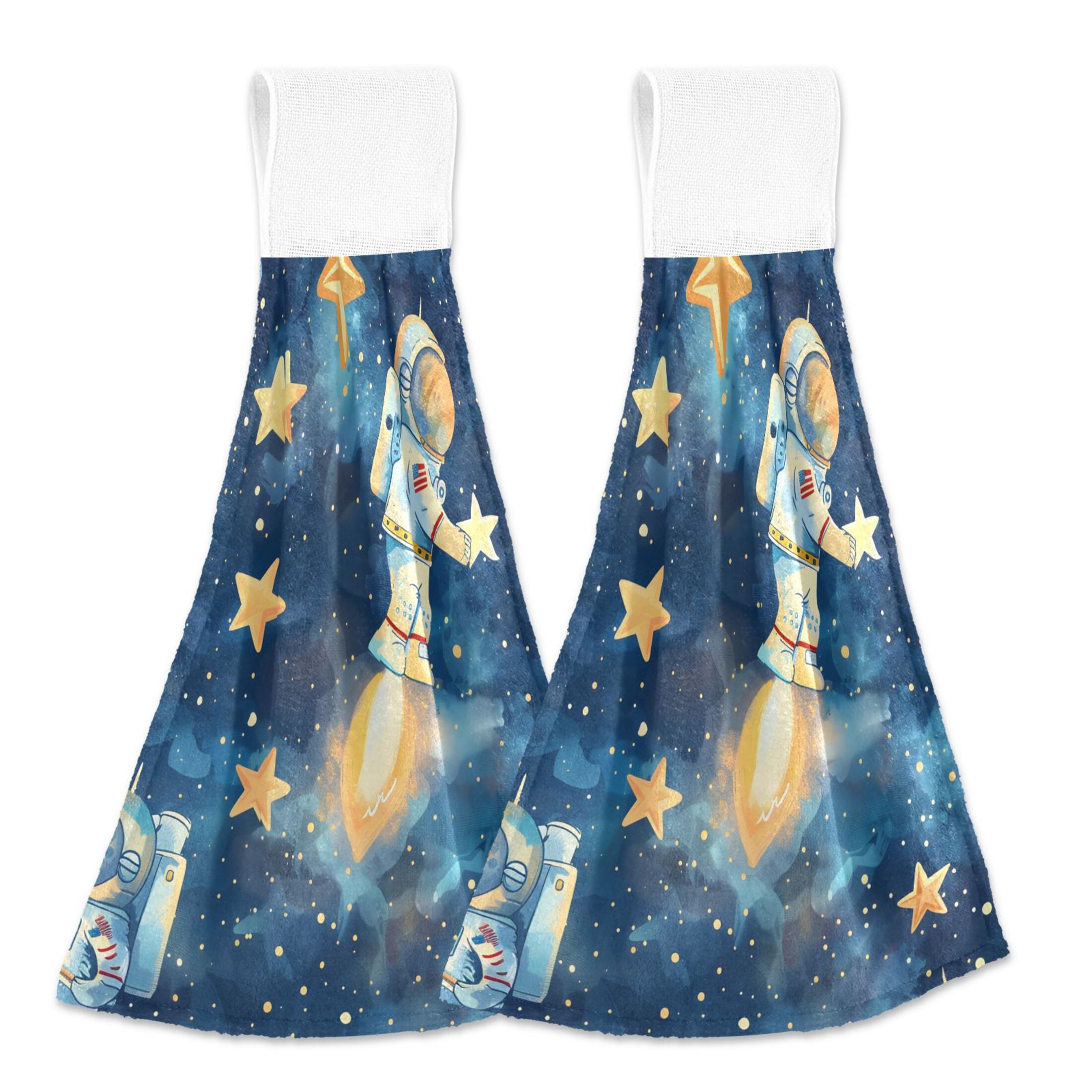 Cartoon Astronauts Starry Night Hanging Towels Hand Towels Nylon ...