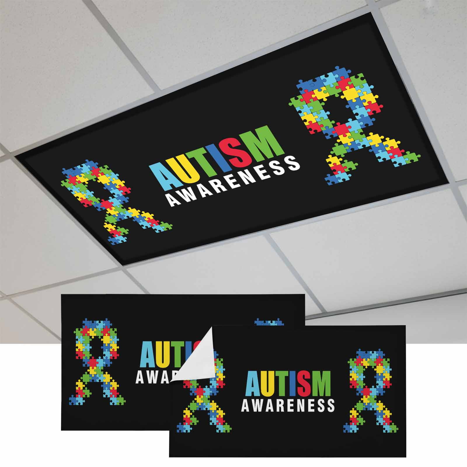 Cartoon Autism Fluorescent Light Covers, Abstract Awareness Colorful ...