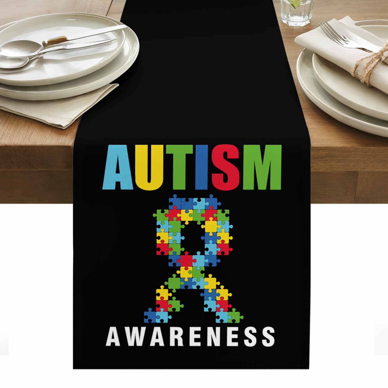 Cartoon Autism Table Runner - 48 Inch Long, Kitchen Dining Table Runner ...