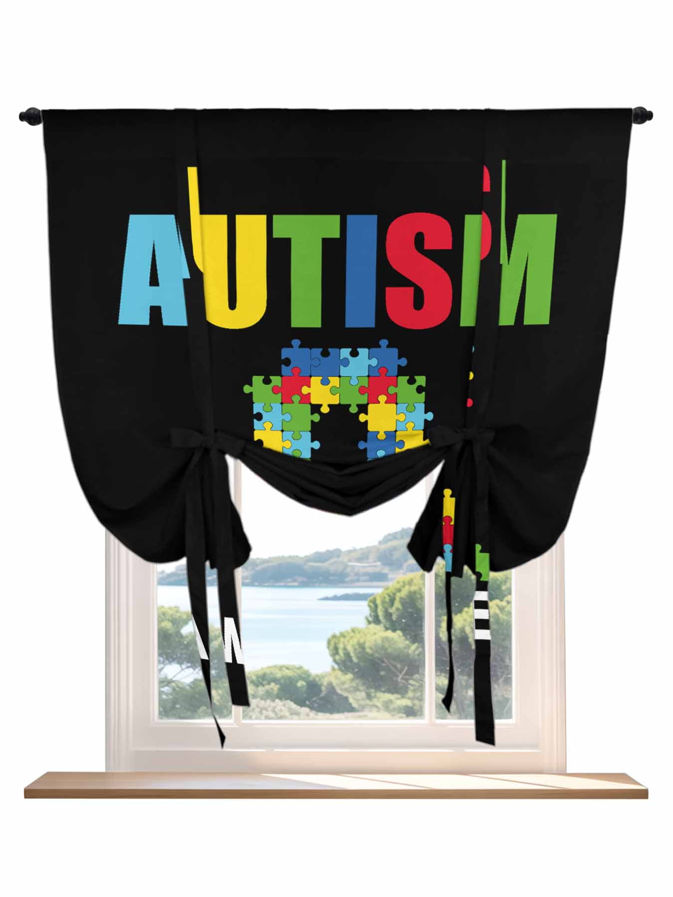Cartoon Autism Tie Up Curtains for Windows 45 Inch Length Balloon ...