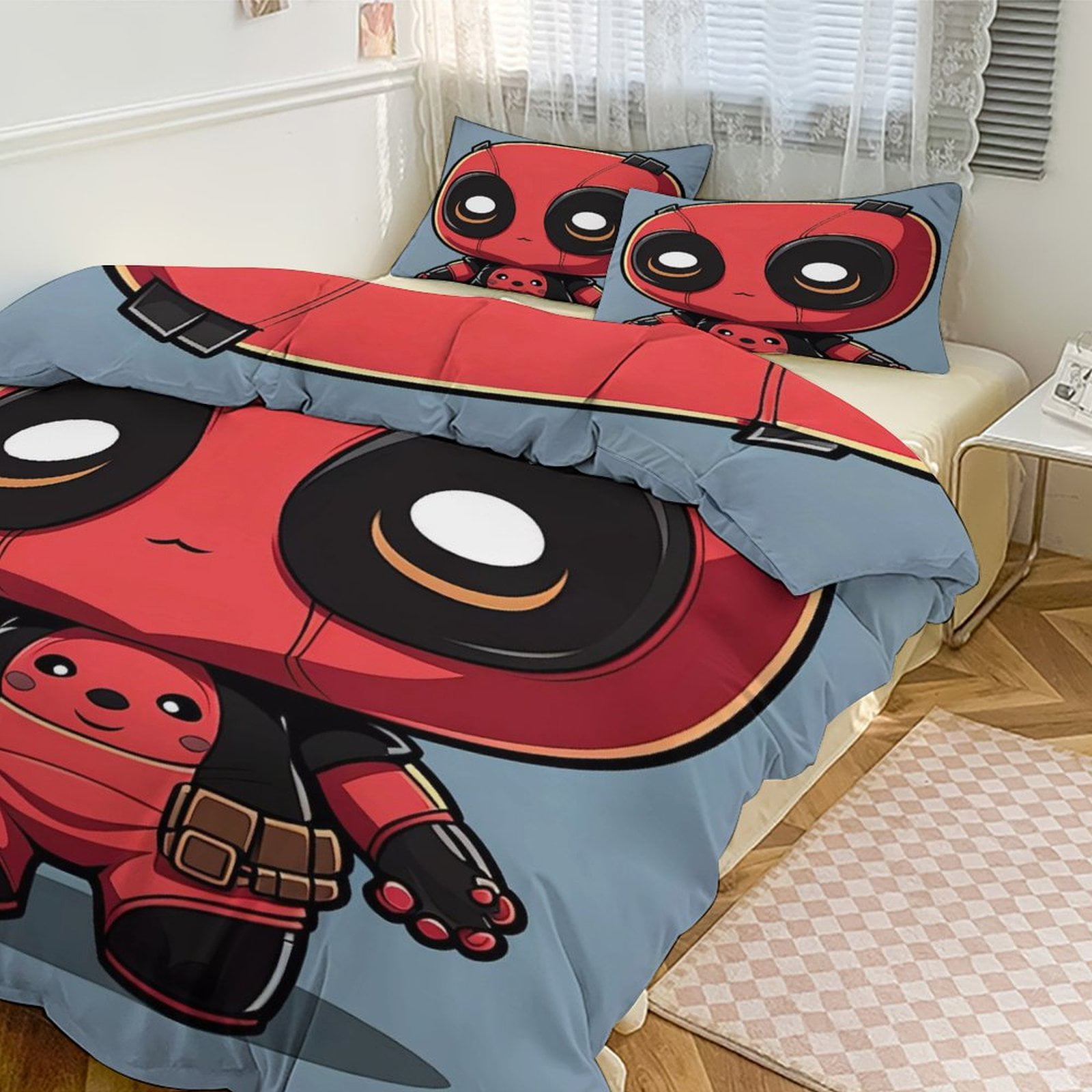 Cartoon Avengers Deadpool 3-Piece Bed Set Warm And Comfortable Kawaii ...