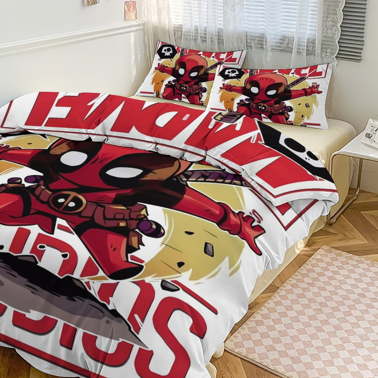Cartoon Avengers Deadpool 3-Piece Bed Set Warm And Comfortable Kawaii ...