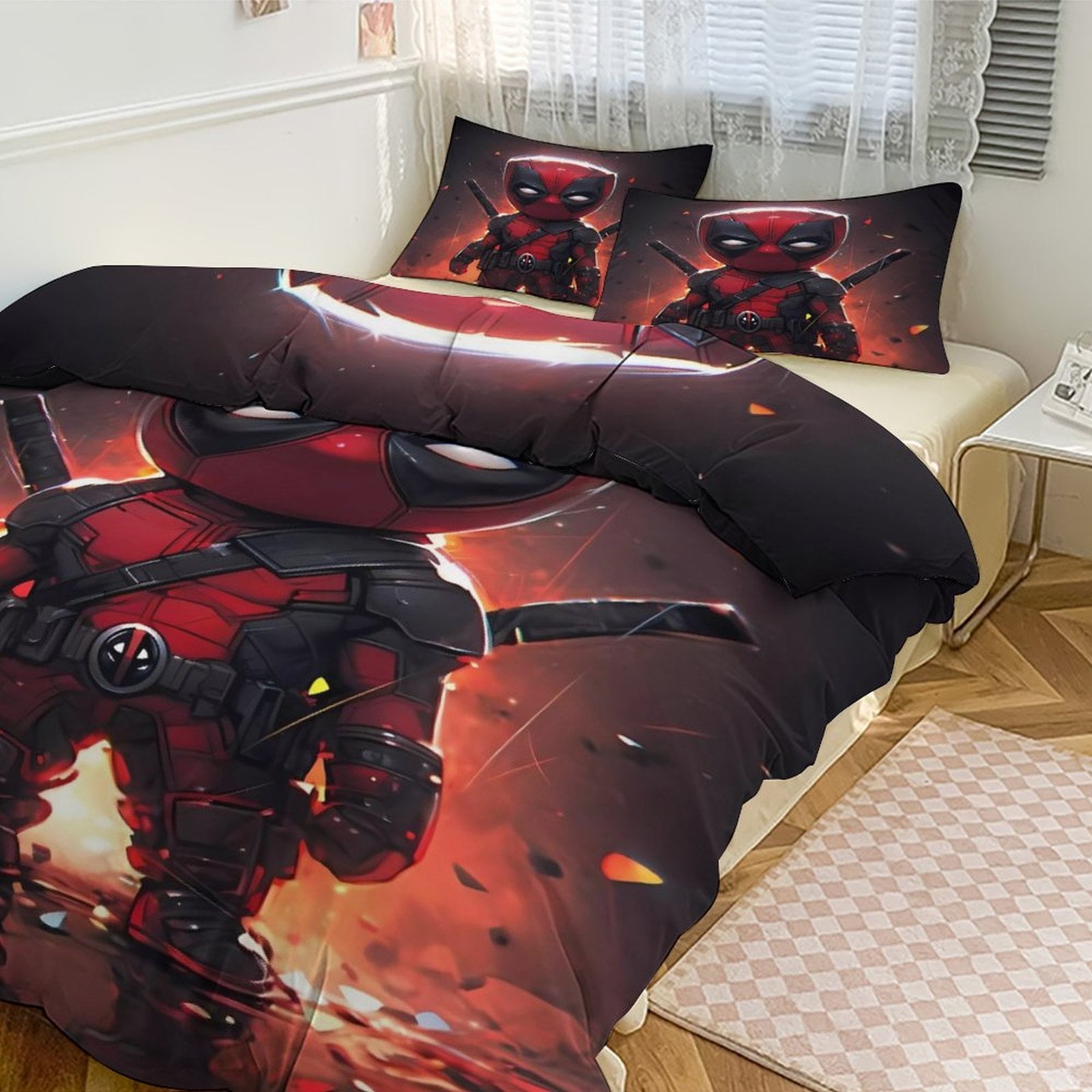 Cartoon Avengers Deadpool 3-Piece Bed Set Warm And Comfortable Kawaii ...