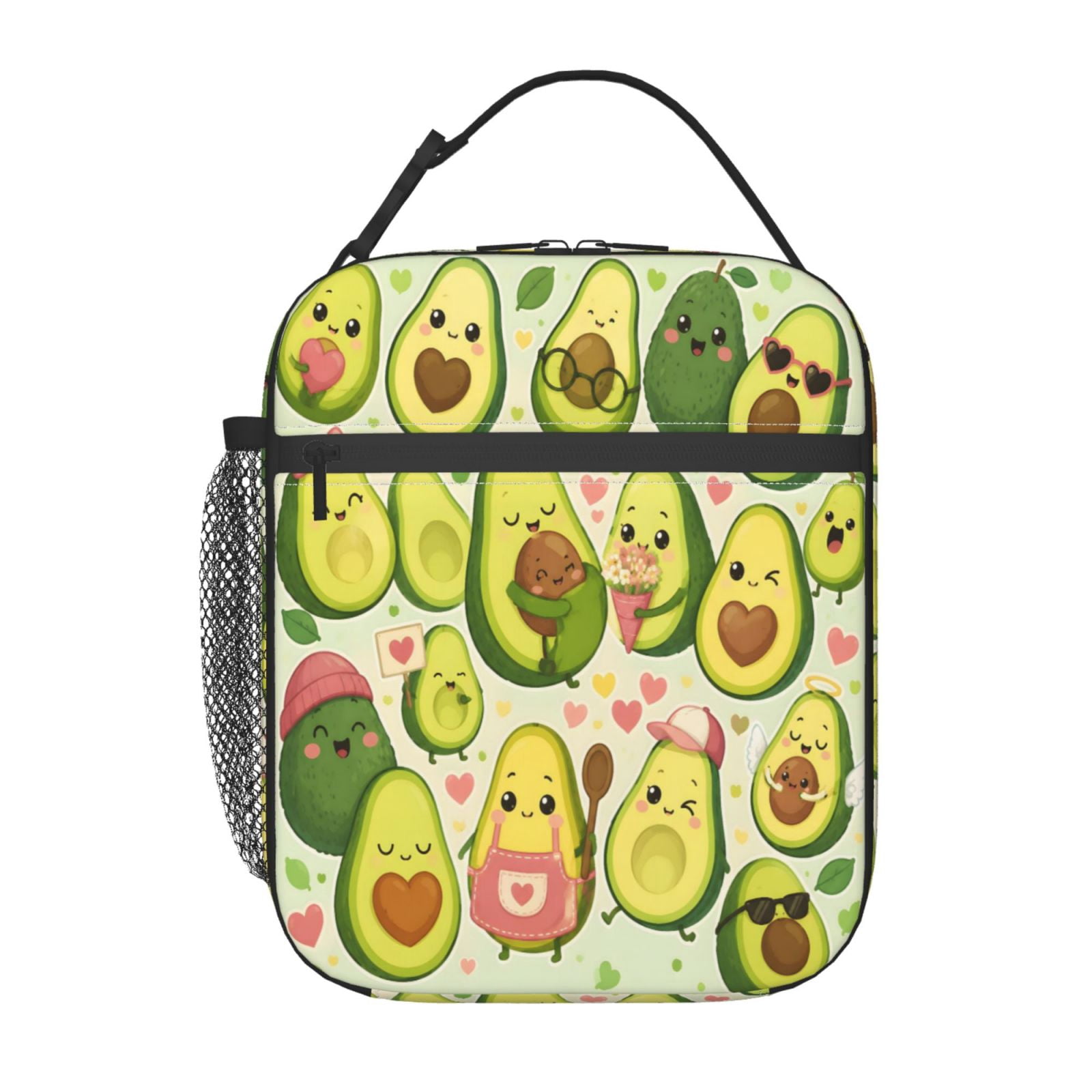 Cartoon Avocado Lunch Bag Reusable Thermal Lunch Tote with Handle for ...