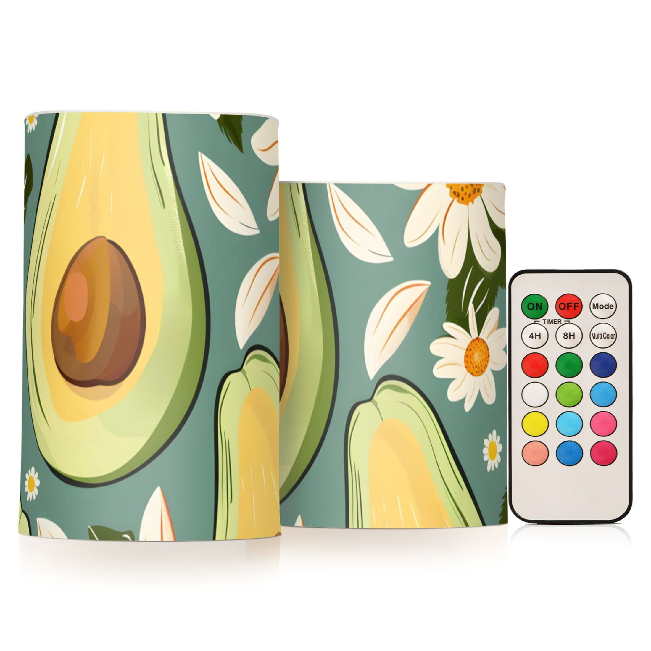 Cartoon Avocado and Daisy Flickering Flameless LED Candles set of 2 ...