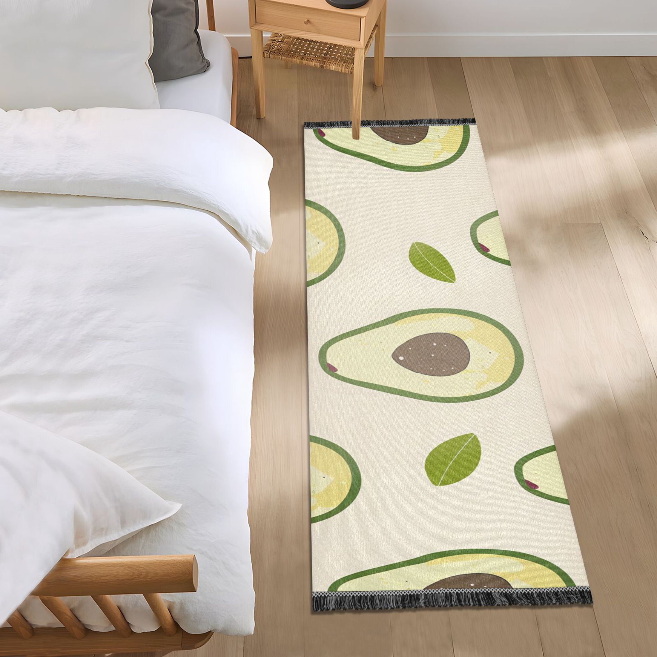 Cartoon Avocados Leaves Bedside Runner Rug 2'x 6' Non Slip Carpet Floor ...
