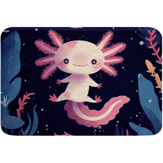 Cartoon Axolotl Bathroom Rug, Ocean Creature Bath Mat 16" x 24 ...