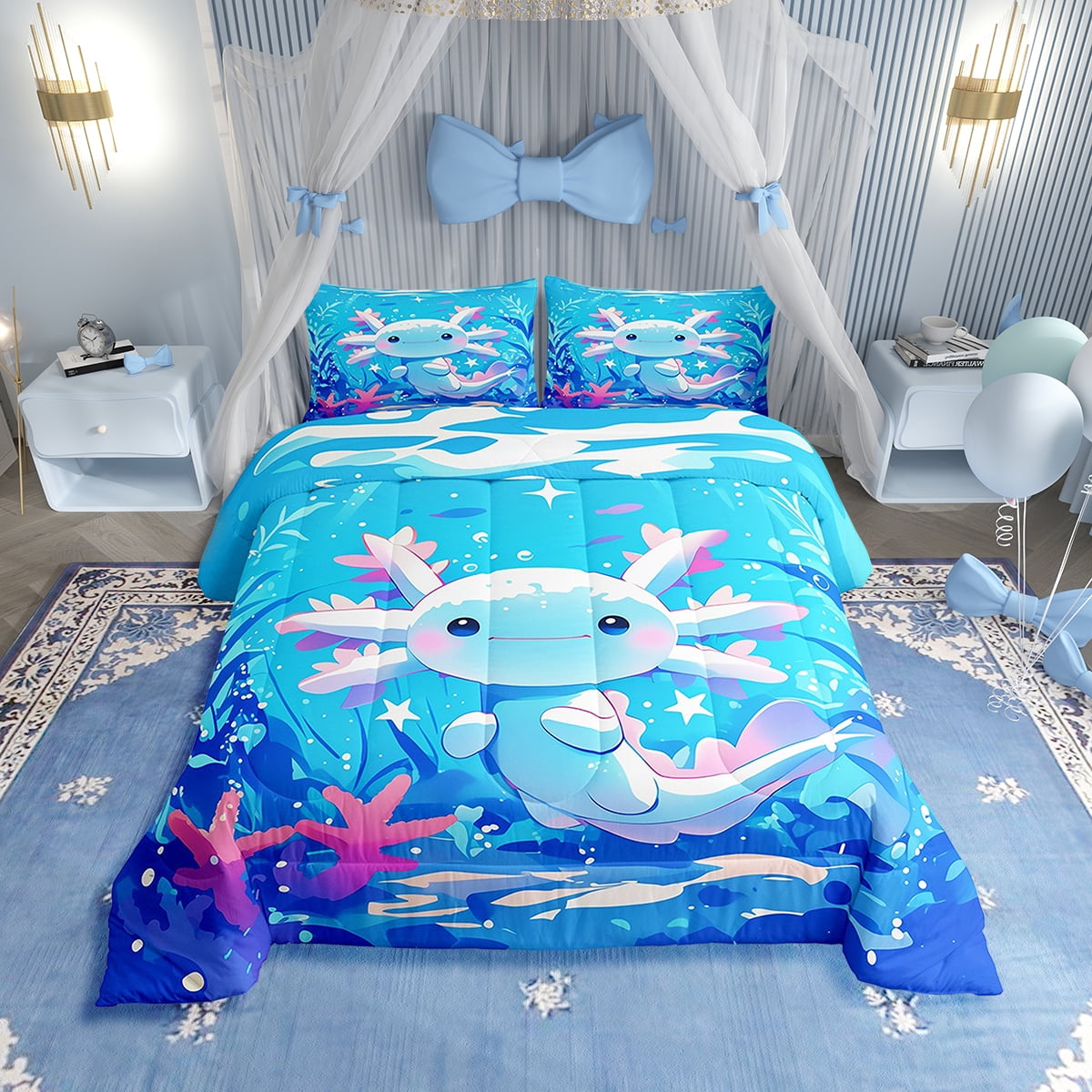 Cartoon Axolotl Bedding Set Bedroom Decor,Cute Salamander Painting ...