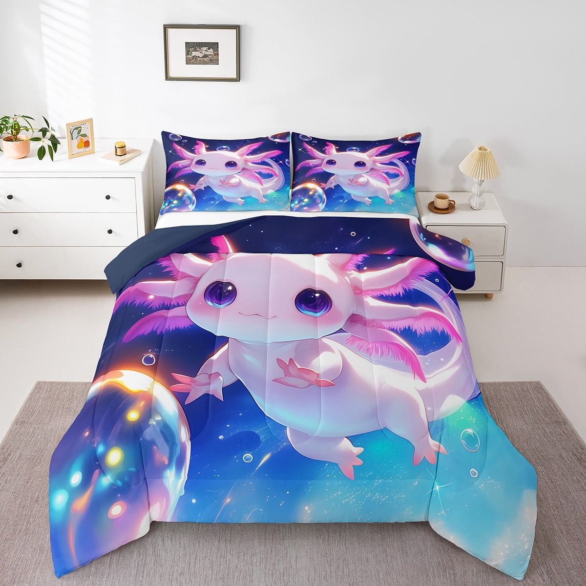 Cartoon Axolotl Down Comforter Cute Axolotl Salamander Full Comforter ...