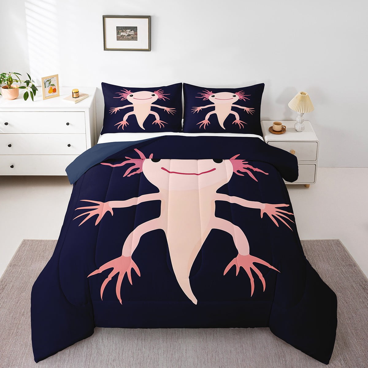 Cartoon Axolotl Comforter Sets Full Size,Axolotl Bedding Set,Ocean ...