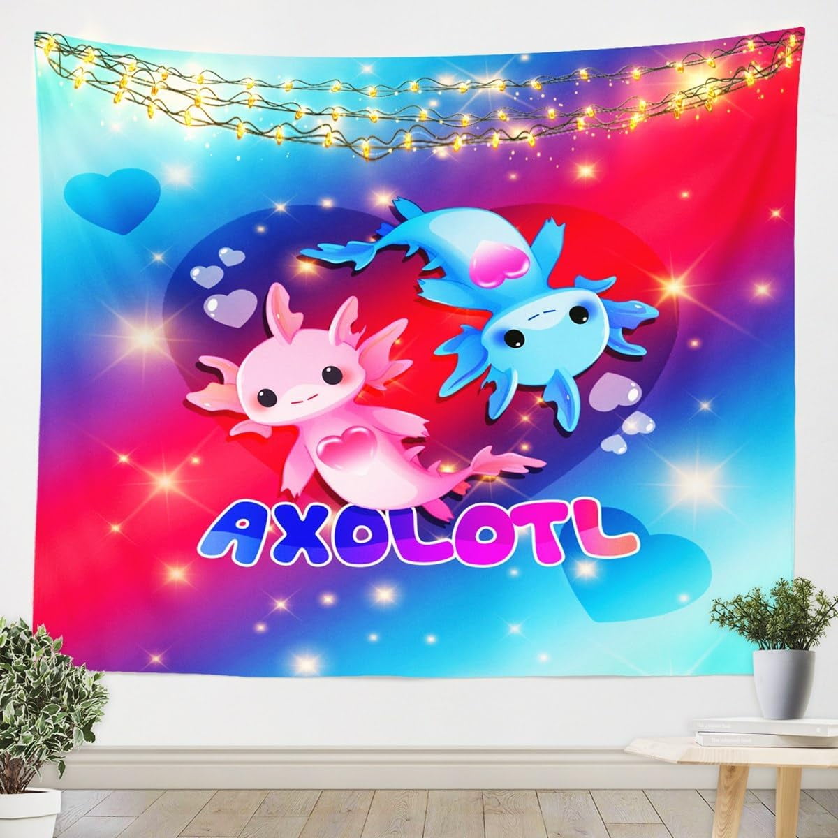 Cartoon Axolotl Kids Tapestry,Starry Sky Galaxy Romantic Wall Tapestries,Boys Girls Room Decor ...